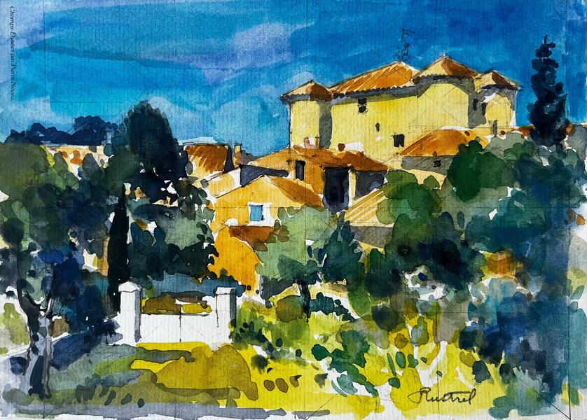 Pierre Neveurudinal Provence Village Yellow Houses Cypress Trees French ...