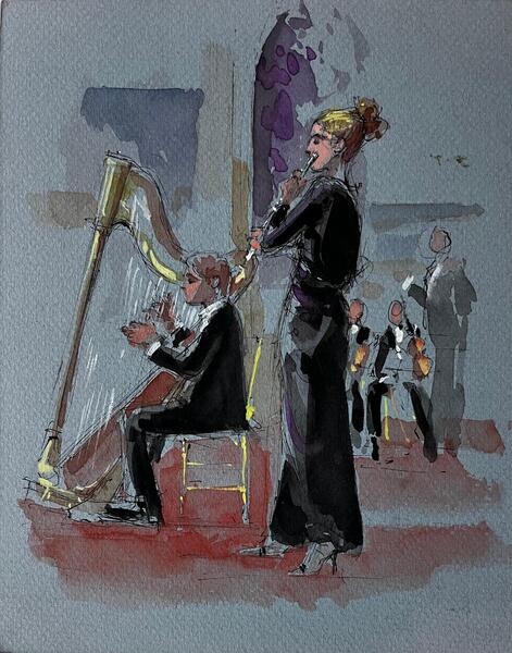 Pierre Neveuharpist And Flautist Performing By Pierre Neveu French ...