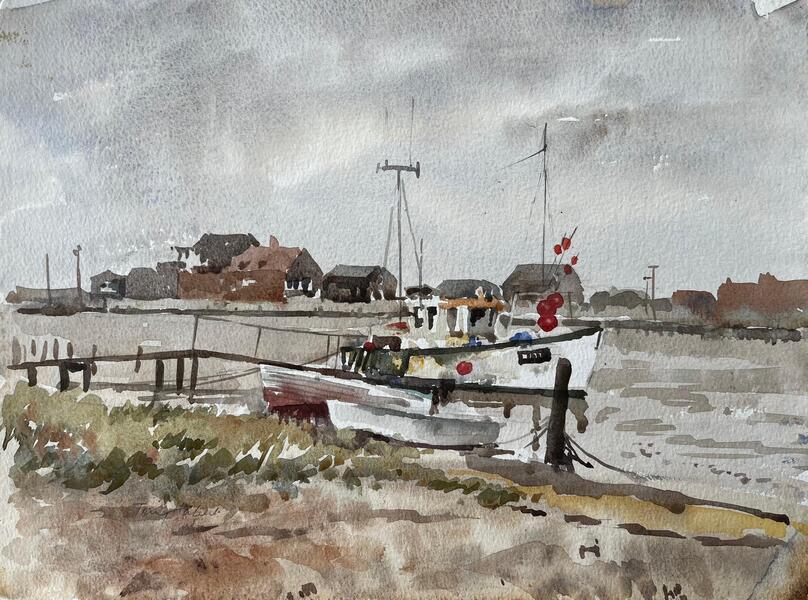 Anthony Herbertsouthwold Harbour Fishing Boat Low Tide Estuary Scene ...