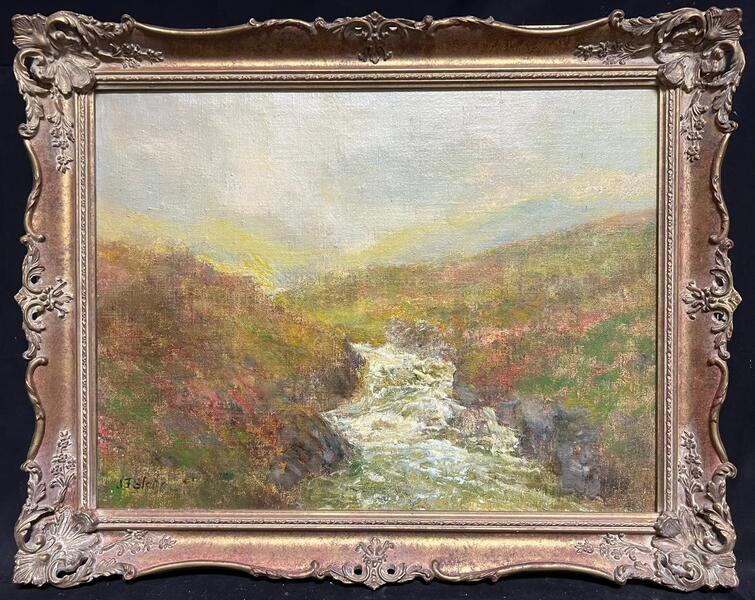 John Falconer Slater (1857 1937)flowing Stream Through Valley Misty ...