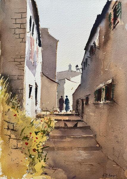 Anthony Averybritish Impressionist Watercolor Of Charming Narrow ...