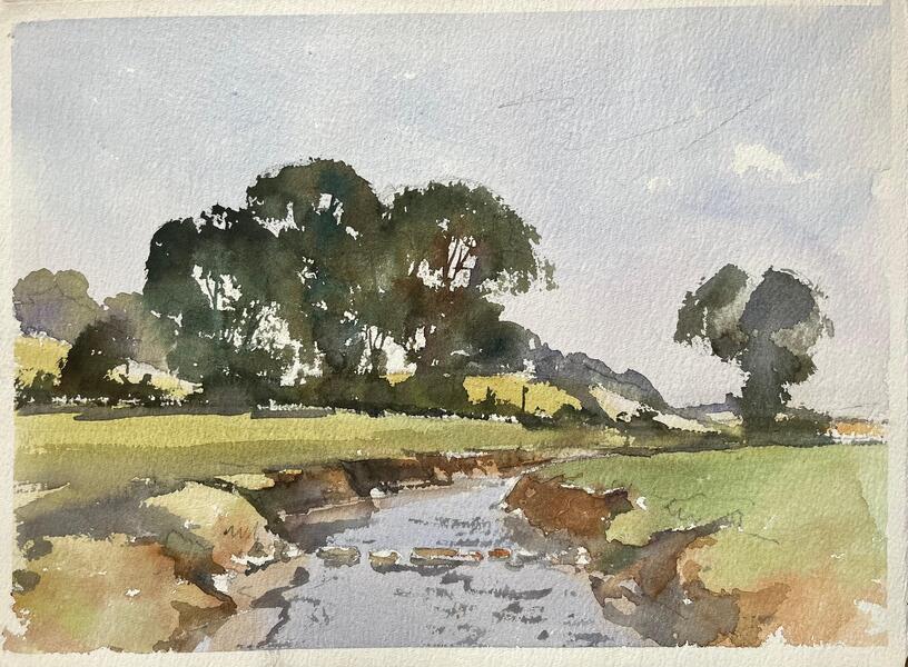 Anthony Avery British Impressionist Watercolor Of A Scenic Countryside ...