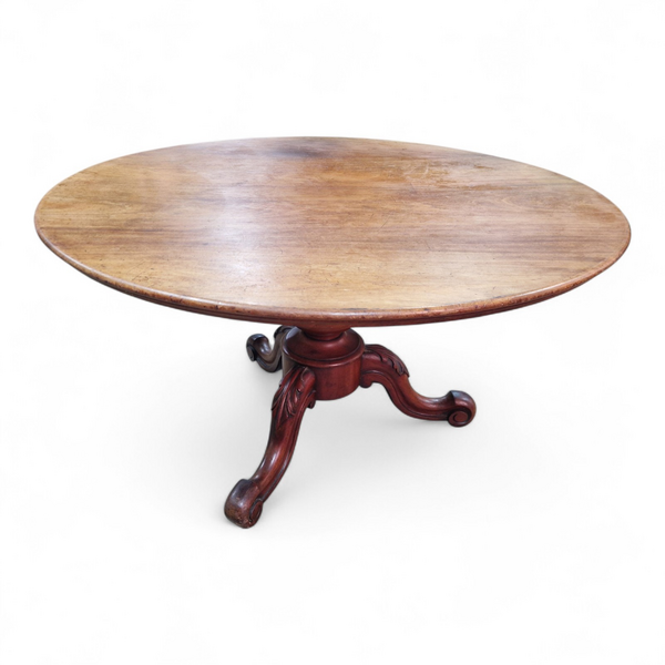 Victorian Circular Kitchen Dining Table Antique Carved Mahogany ...