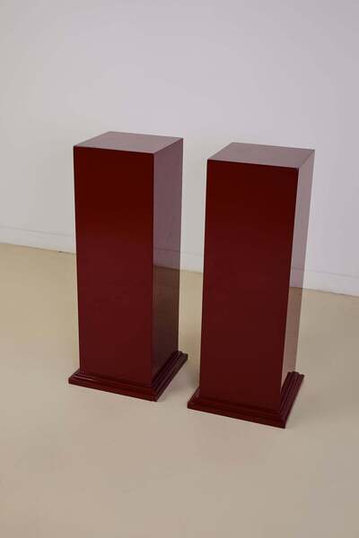 Pair Of Red Lacquered Plinths, 1980s | Vinterior