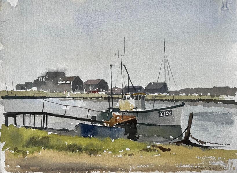 Anthony Herbert Southwold Harbour Fishing Boats And Jetty Coastal ...