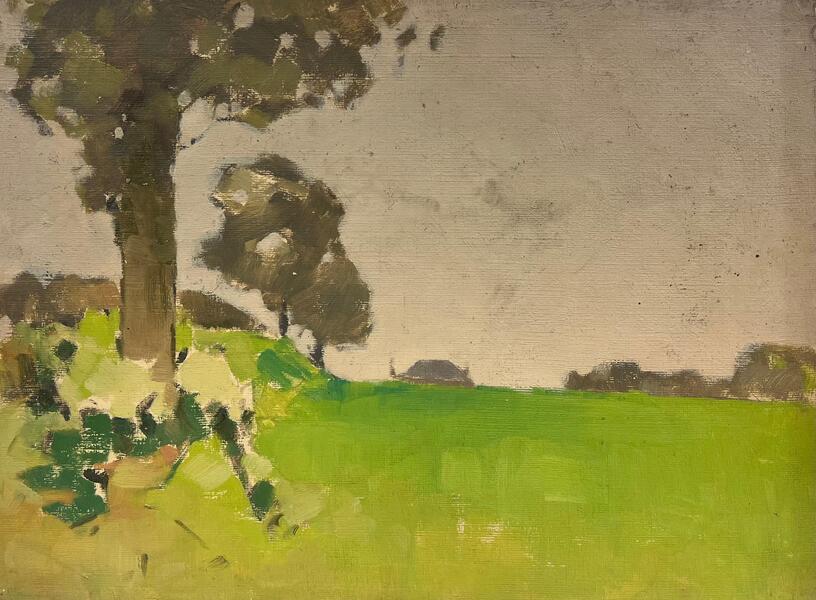 Harold Storey Bright Green Countryside Scene With Soft Trees Landscape ...
