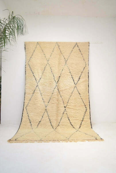 Vintage Beni Ourain Plush Moroccan Rug 6’3” X 10’10” Pure Wool Lozenge ...