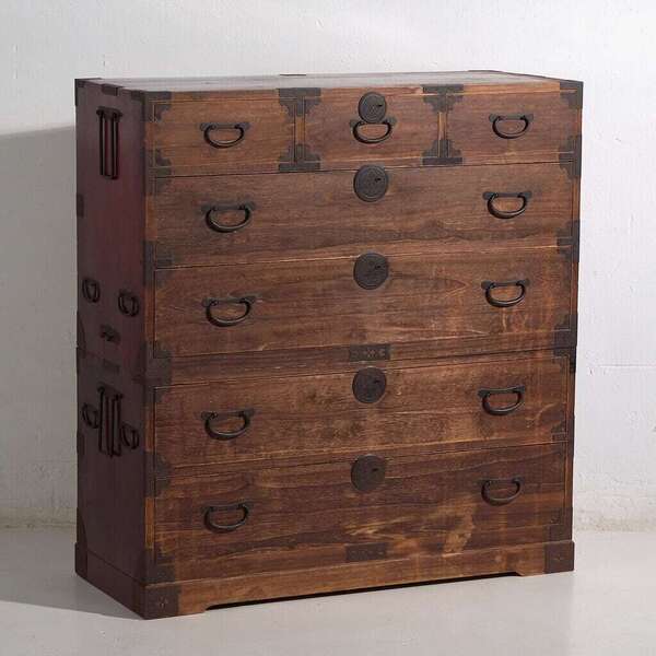 Japanese Sendai Isho Dansu (Clothing Chest), Large Size, Made Of Cedar ...