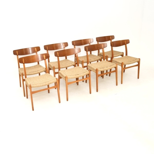 Set Of Eight Danish Vintage Ch 23 Dining Chairs By Hans Wegner For Carl ...