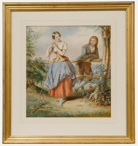 Joseph Bouvier (Act.1839 1888) Late 19th Century Watercolour, Courting ...