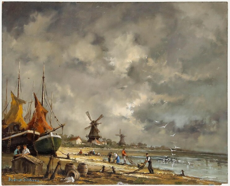 Gudrun Sibbons (1925 2020) Dutch School Oil, Coastal Scene With ...