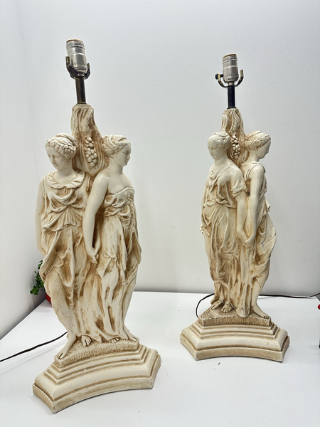 Pair Vintage Three Graces Baroque Style Table Lamps Classical 69cm Tall ...