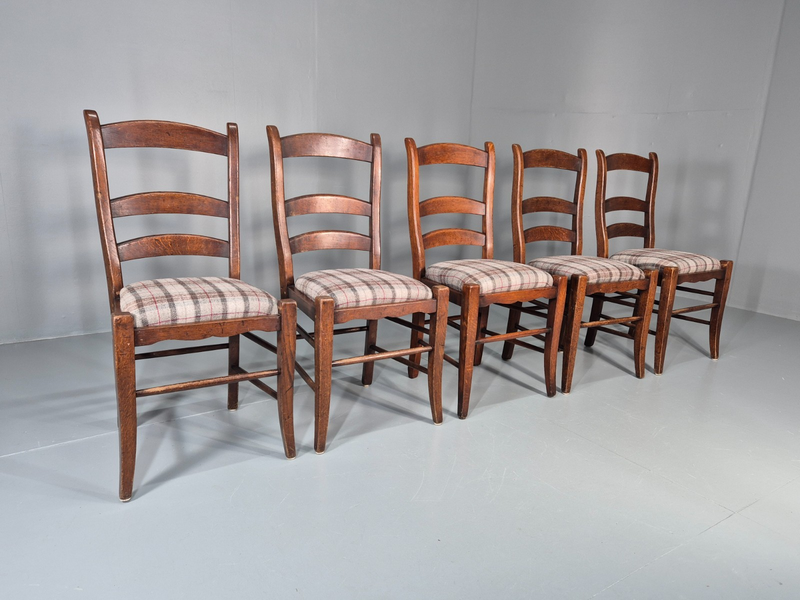 5 Hardwood Dining Chairs Modern Shaker Style Tartan Seats Eb11173 Vdin ...