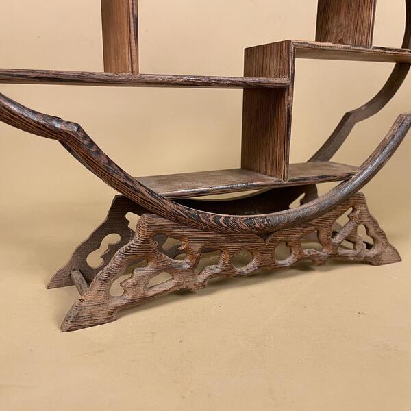 Chinese Wooden Mini Display Stand Shelves Wood Ornate Curio Cabinet ...