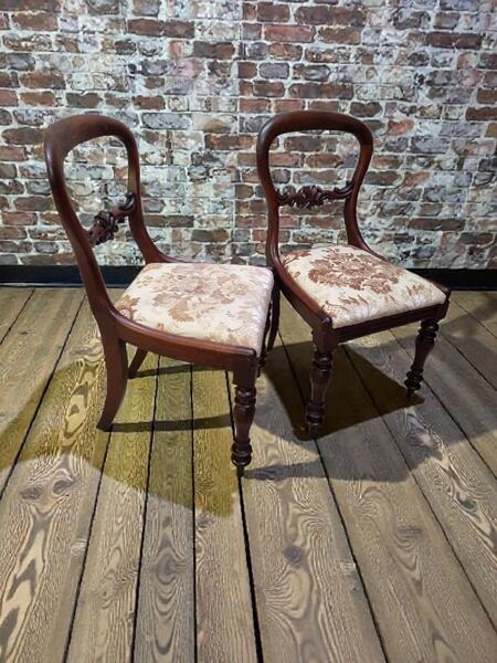 Antique Pair Of Victorian Balloon Back Side Chairs / C.1860–1880 ...