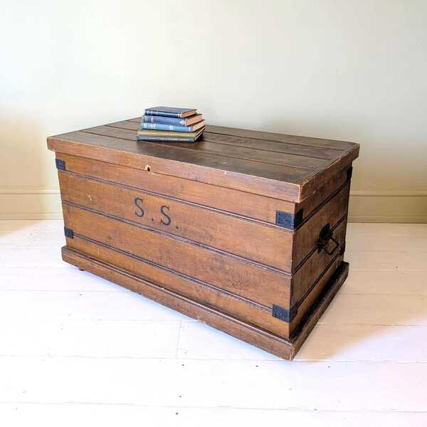 An Antique Painted Pine Chest Or Blanket Box In Original 'Faux Wood ...