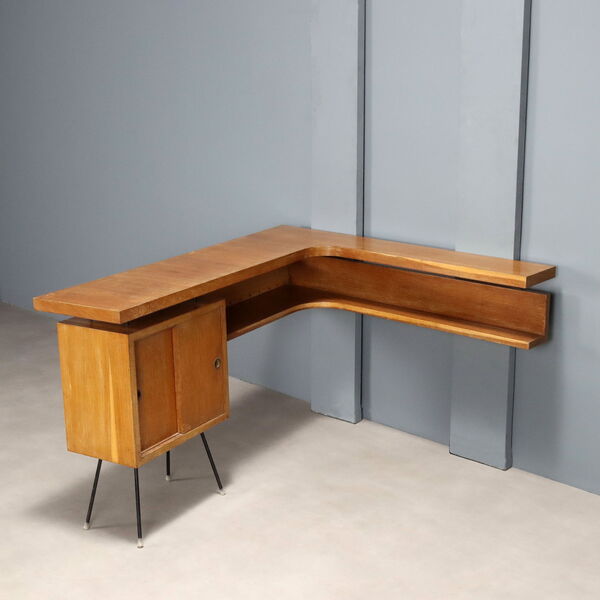 Vintage Corner Cabinet Design Marco Zanuso Oak Italy 1950s | Vinterior