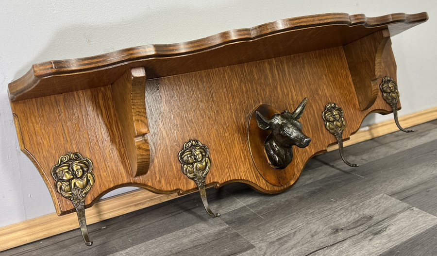 French Vintage Style Coat Rack 4 Hooks Ornate Wall Shelf Coat Lot 4727 ...