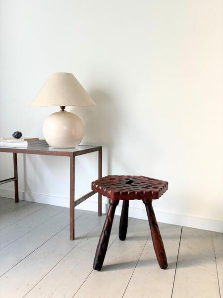 Brutalist Spanish Colonial Carved Stool Of Primitive Design Wooden ...