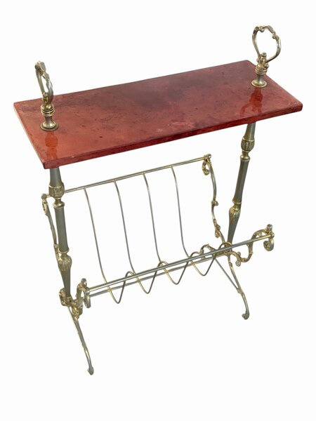 Aldo Tura Design, 1960s Italian, Parchment And Gilded Metal Side Table ...