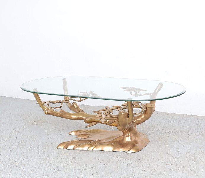 Brass And Glass Bonsai Coffee Table Attributed To Willy Daro, 1970s ...