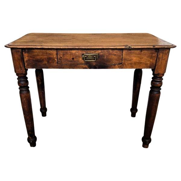 Italian Antique Solid Walnut Rustic Table Desk Writing Table | Vinterior