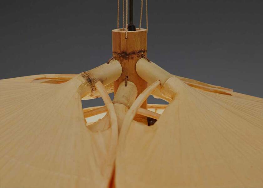 Rare Uchiwa Hana Chandelier By Ingo Maurer Japanese Paper And Bamboo ...