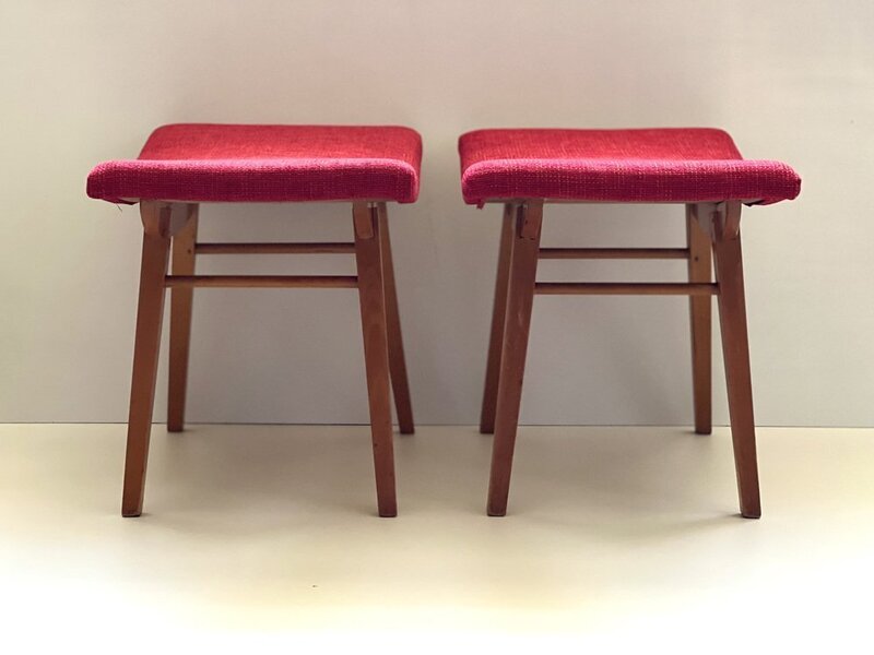 Mid Century Red Fabric Footstool, 1970s | Vinterior