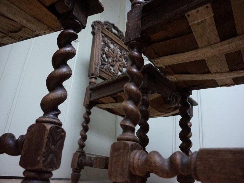 Renaissance Revival Carved Oak With Grapes Castle Dining Chairs, 19th ...