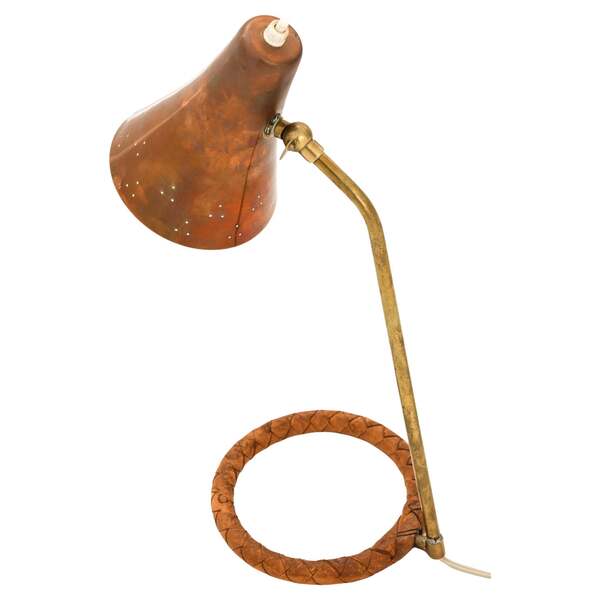 Rare Table Lamp With Conical Copper Shade, 1950s | Vinterior