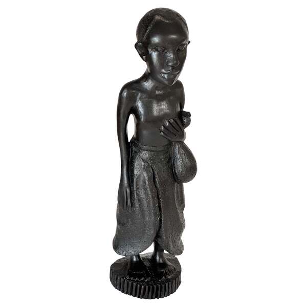 1950s French Wooden Female Sculpture – Expressive Carved Figure With ...