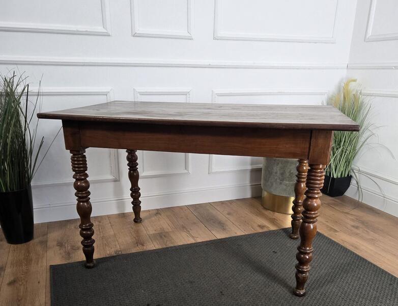 Italian Antique Solid Walnut Rustic Dining Table Writing Desk Kitchen ...