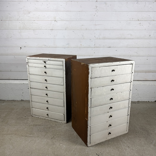 Two Small Vintage Painted Pine Drawers Units | Vinterior