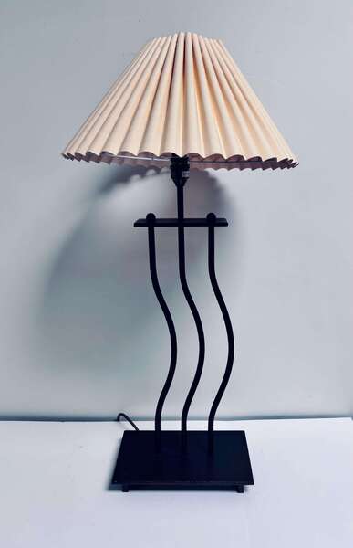 Vintage Postmodern Wave Table Lamp | Sculptural Wrought Iron Wiggle ...