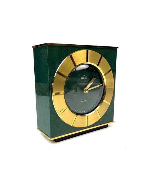 Rare Mid Century Green And Brass Desk Clock By Junghans Aldo Tura Age ...
