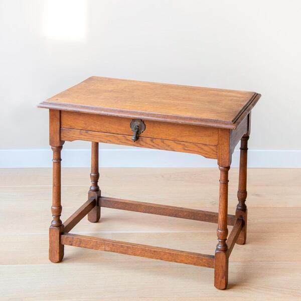 Antique English Oak Side Table – Victorian Hallway Table With Drawer ...