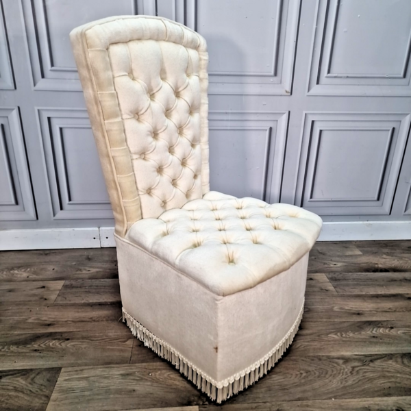 Retro Vintage Slipper Chair Button Back – Bedroom Nursery Dressing Seat ...