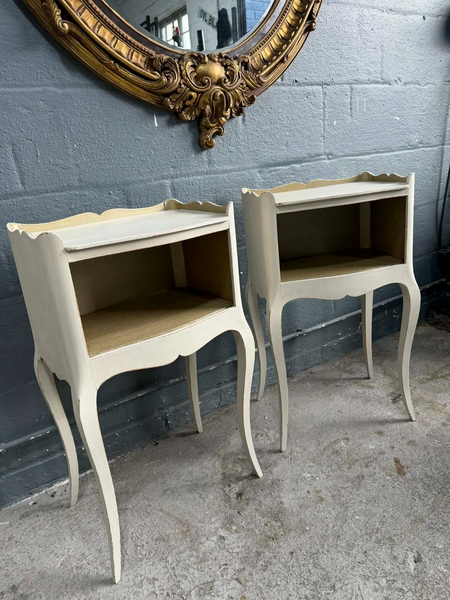 Antique French Pair Of Night Stands/Bedside Tables Upcycled In A Cream ...