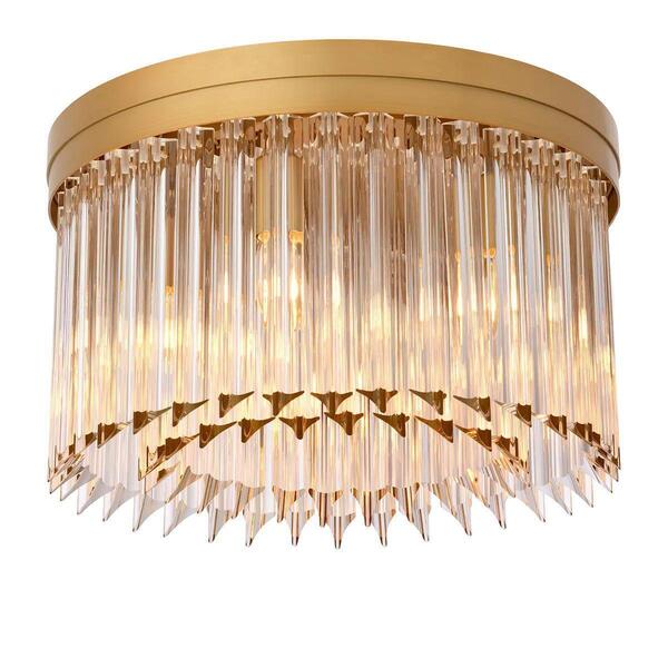 Ceiling Lamp With Brass Finish And Clear Glass Rods, Art Deco Style ...