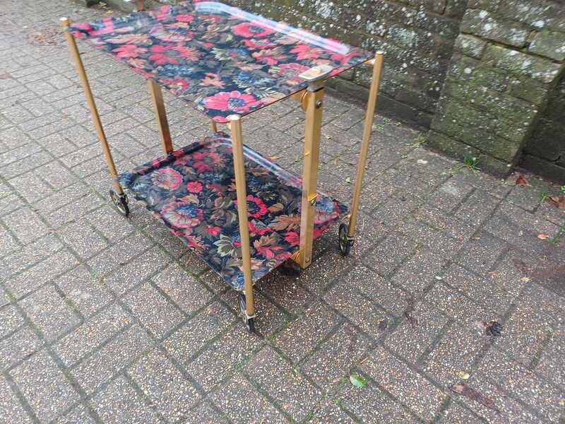 Vintage 1970s Kitsch Retro Folding Drinks Trolley Bar Cart Floral ...