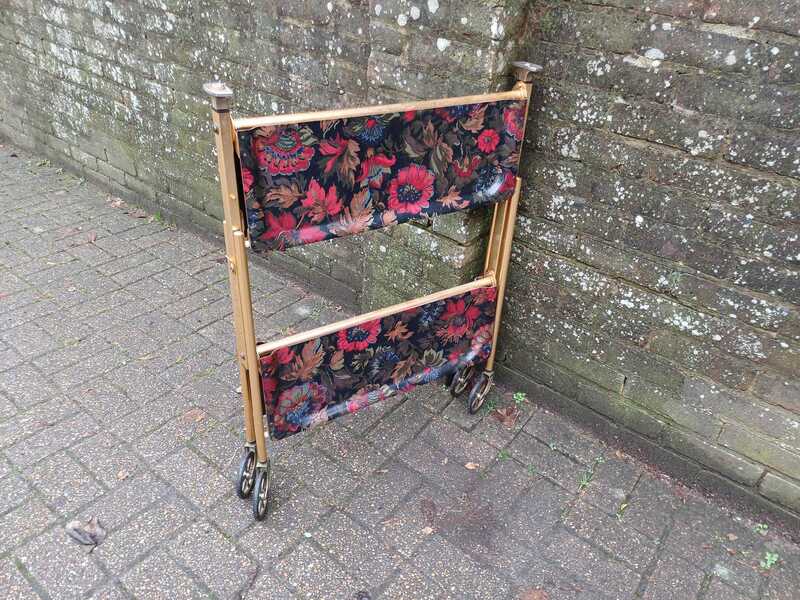 Vintage 1970s Kitsch Retro Folding Drinks Trolley Bar Cart Floral ...