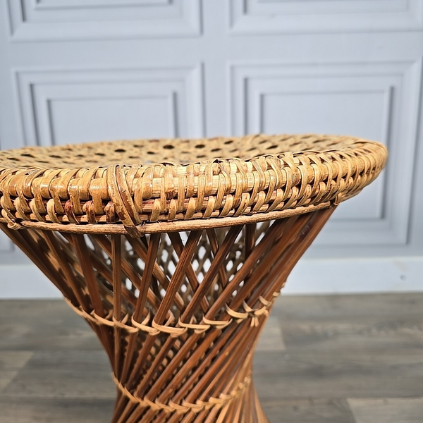 Vintage Round Cane Stool Rattan Wicker Twist Plant Stand Seat Footstool ...