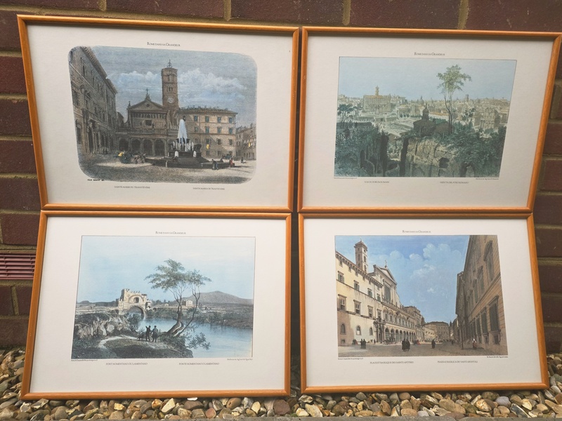 Rare Set Of 4 Wood Framed Colour Lithographs Of Rome In 1870 By Benoist ...