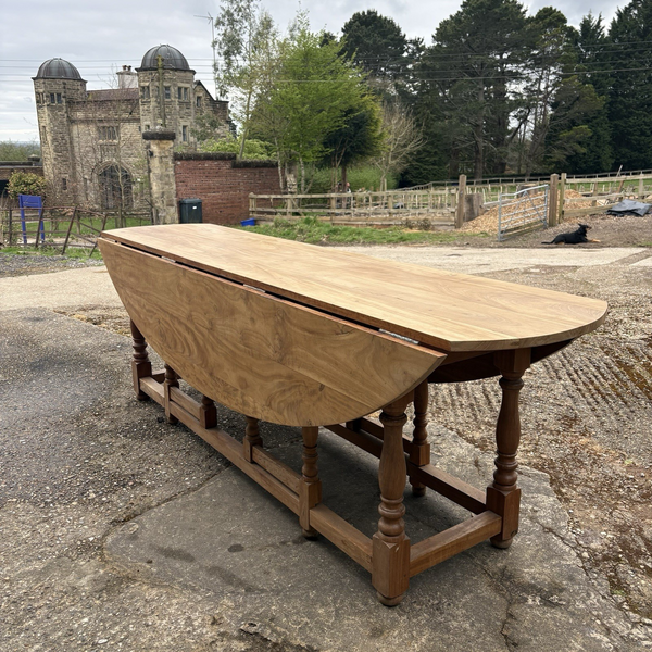 Large Long French Double Gate Leg “Wake Style” Cherrywood Dining Table ...