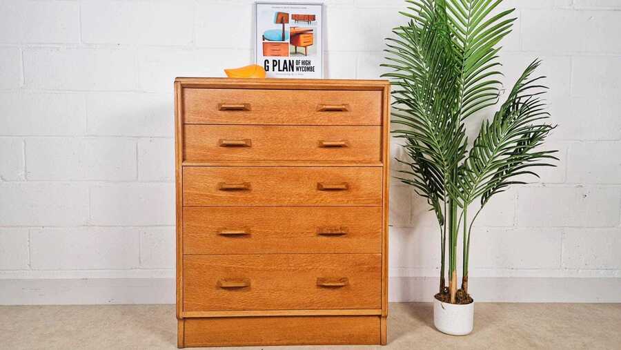 G Plan Egomme Gold Label Vintage 1950s Mid Century Tallboy Chest Of ...