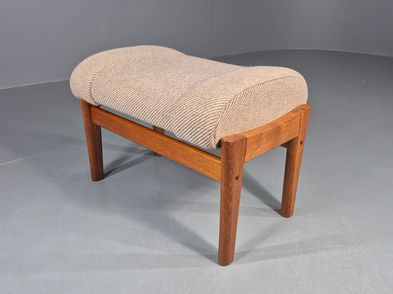 Vintage Mid Century Danish Footstool Teak Cream Wool 1970s Retroeb12046 ...