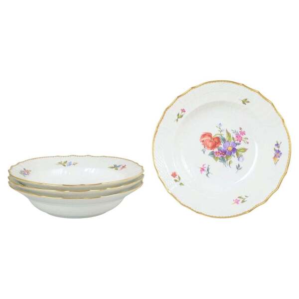 Royal Copenhagen Saxon Flower. Set Of Four Deep Plates In Porcelain ...