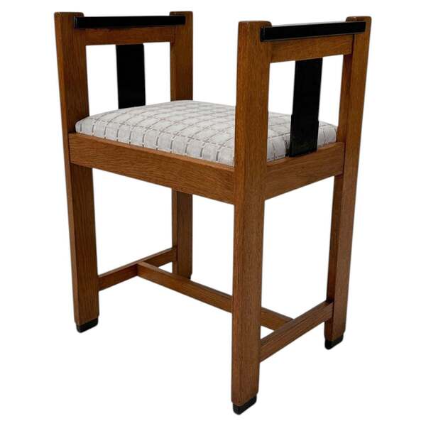 1920s Art Deco Modernist Stool By Jan Brunott, Oak & Velvet | Vinterior