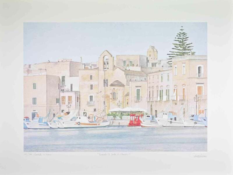 When The Port Is Silent Lithograph By Rosanna Cattaneo 1990s | Vinterior