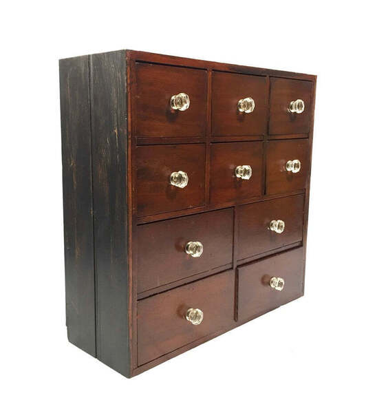 Antique Tabletop Victorian Apothecary Shop Chest Of Drawers Cabinet ...